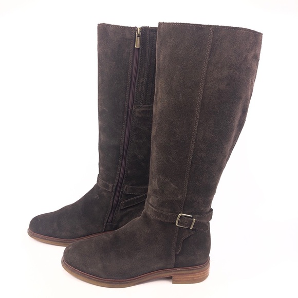 Clarks | Shoes | Clarks Clarkdale Clad Brown Leather Tall Riding Boots ...